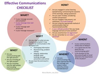 Effective Communications Checklist | PPTX