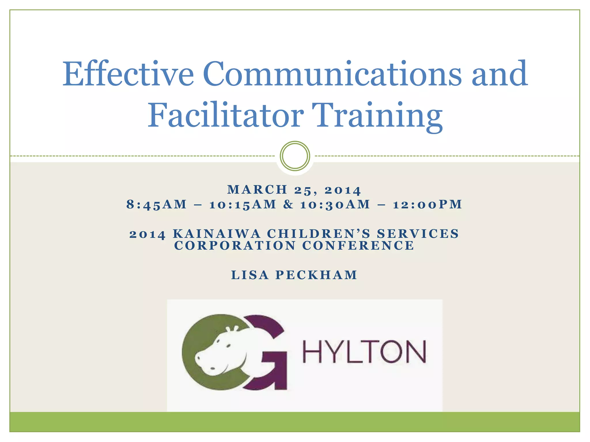 Effective Communications and Facilitator Training | PPTX | Parenting ...