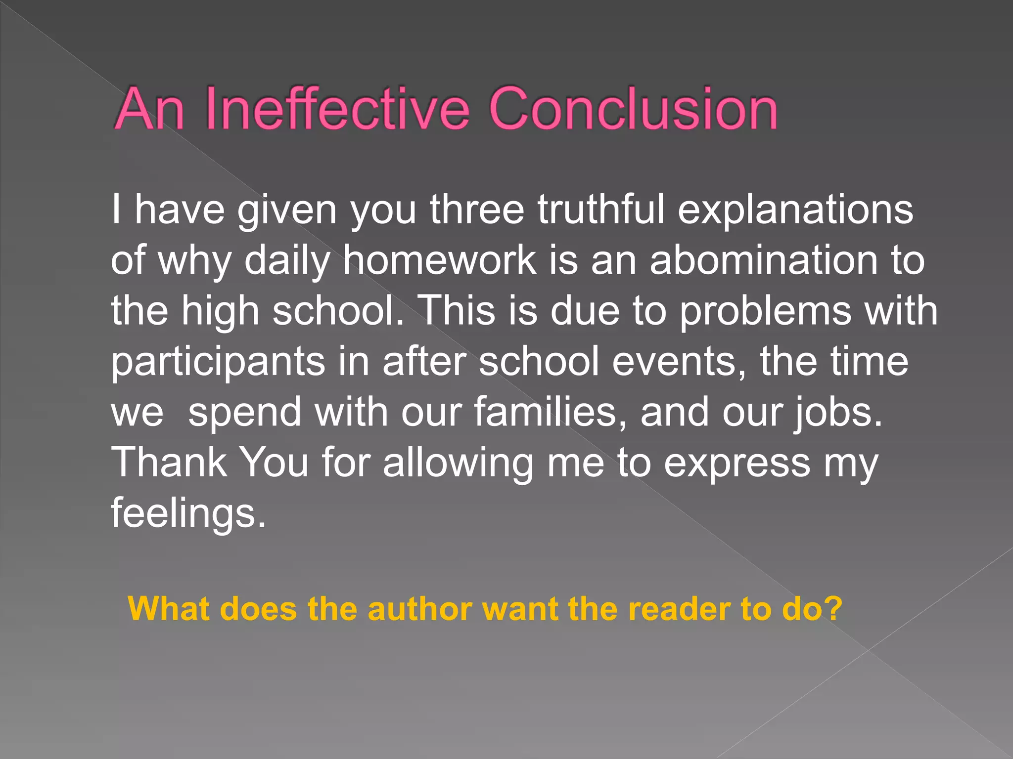 Effective conclusions for persuasion | PPTX | Homework and Study ...