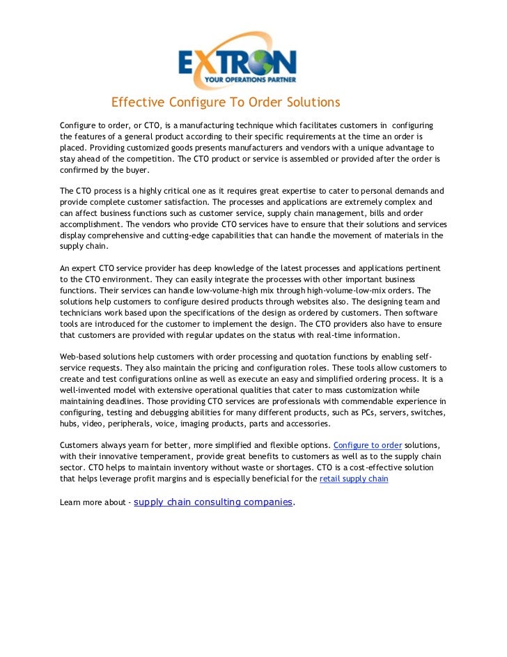 Effective Configure To Order Solutions