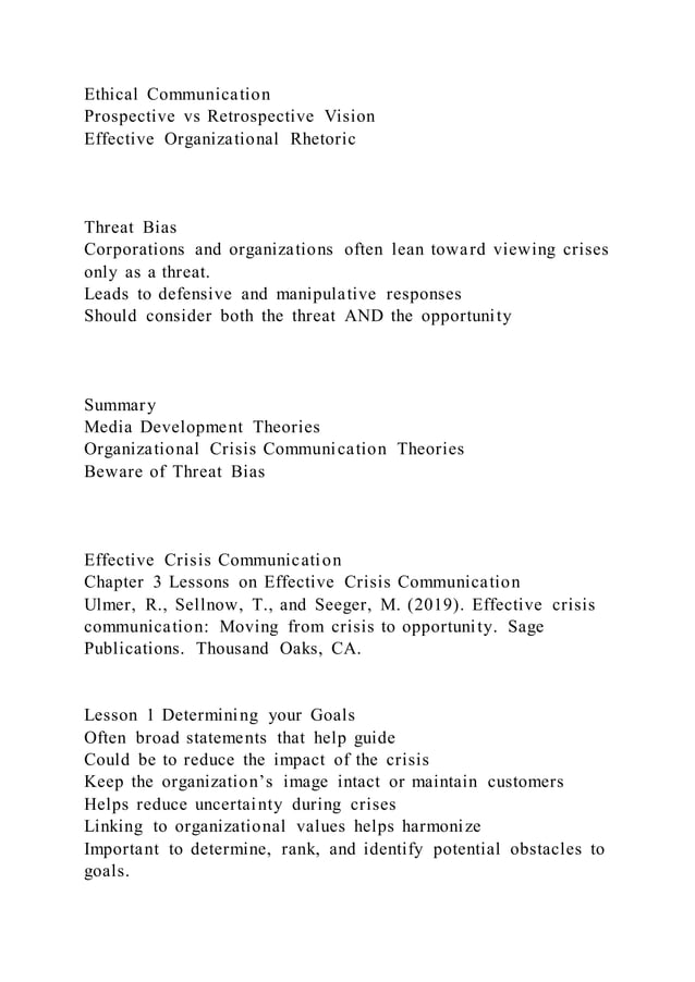 Effective Crisis CommunicationChapter 1 The Conceptual Foundat | PDF