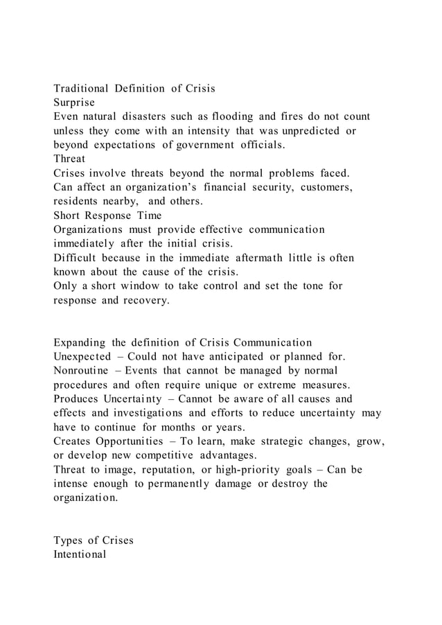 Effective Crisis CommunicationChapter 1 The Conceptual Foundat | PDF