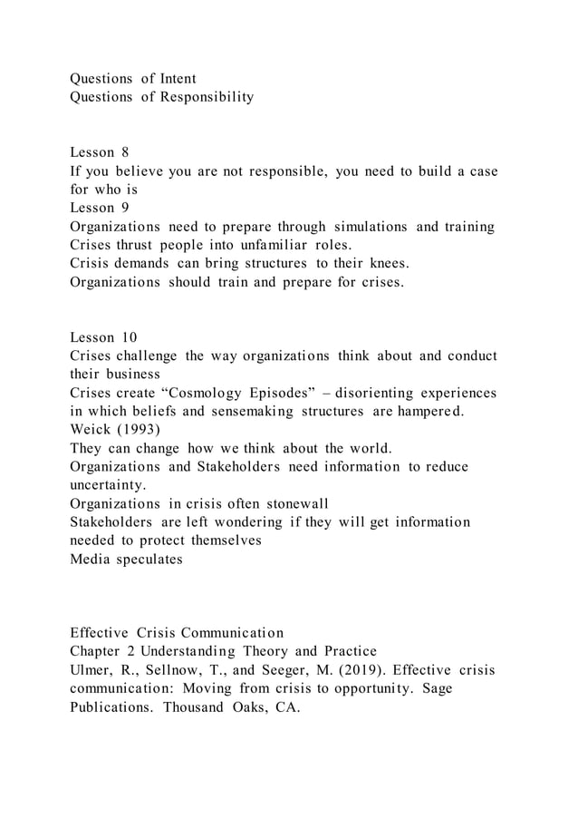Effective Crisis CommunicationChapter 1 The Conceptual Foundat | PDF