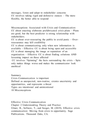 Effective Crisis CommunicationChapter 5 – 10 Lessons on Managi | DOCX