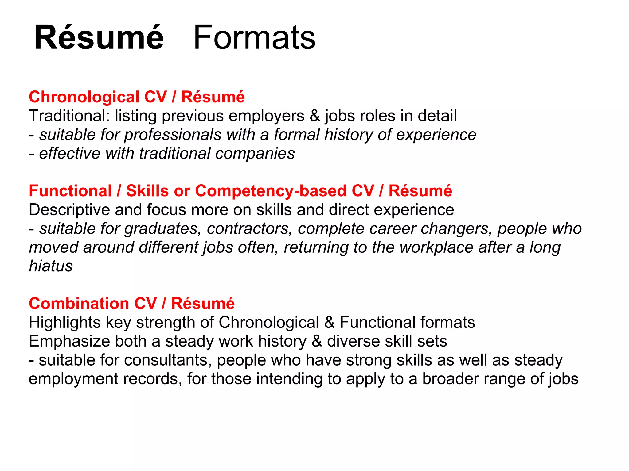 Effective CV / Resume Writing | PPT