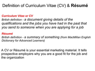 Effective CV / Resume Writing | PPT