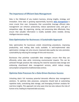 Effective Data Management: The Key to Achieving Sustainable Business Success | PDF