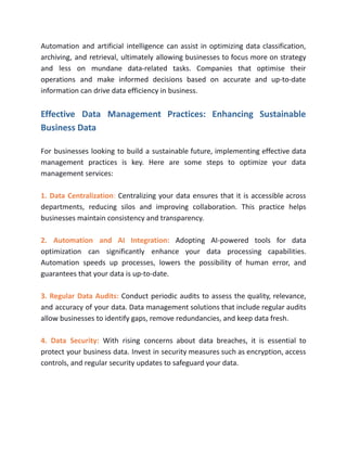 Effective Data Management: The Key to Achieving Sustainable Business Success | PDF
