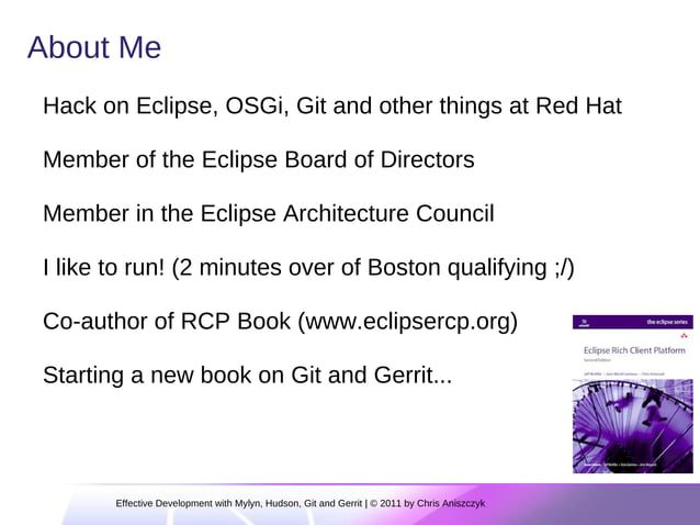 Effective Development With Eclipse Mylyn, Git, Gerrit and Hudson | PPT