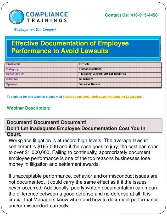 Effective documentation of employee performance to avoid lawsuits