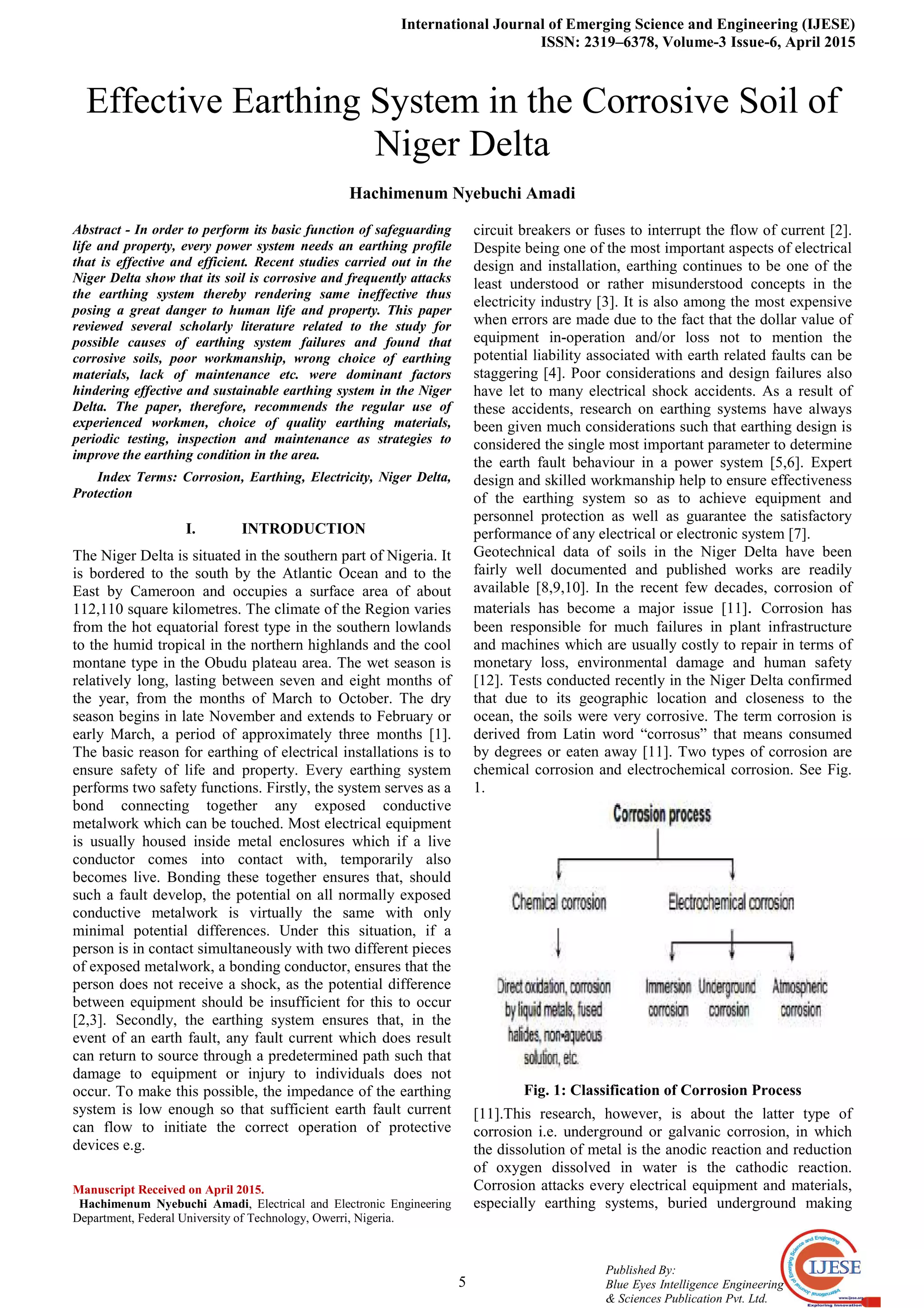 Effective Earthing System in the Corrosive Soil of Niger Delta | PDF