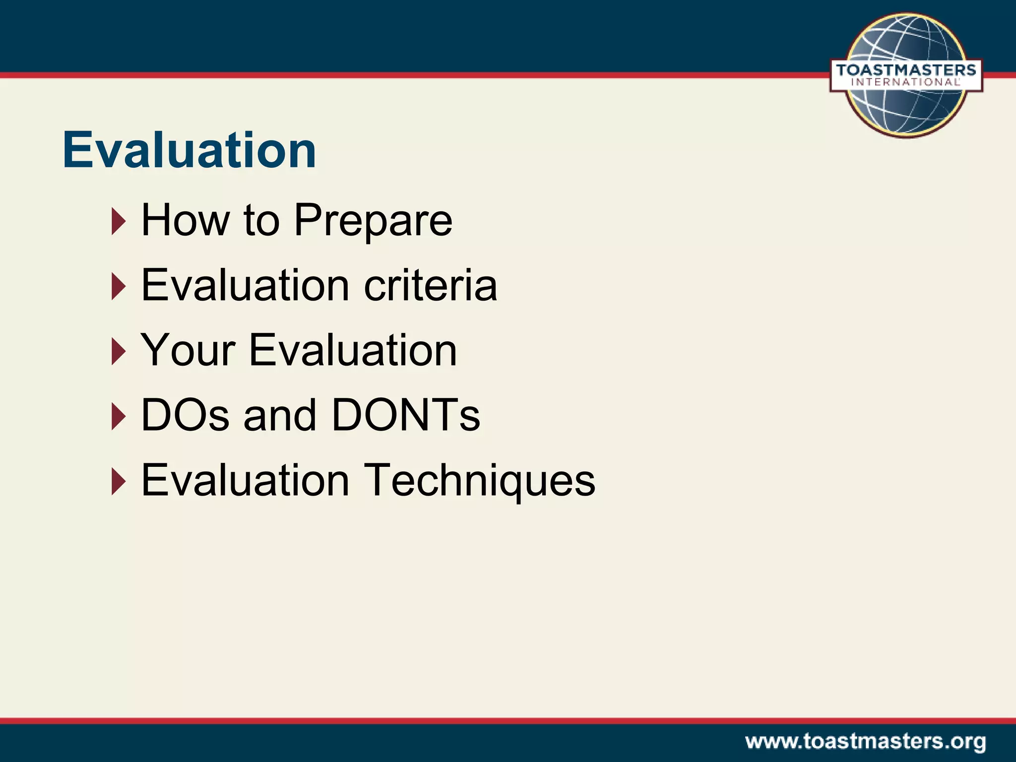 Toastmasters' Effective evaluation | PPTX