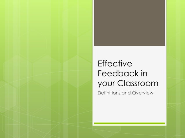 Effective feedback in your classroom | PPT