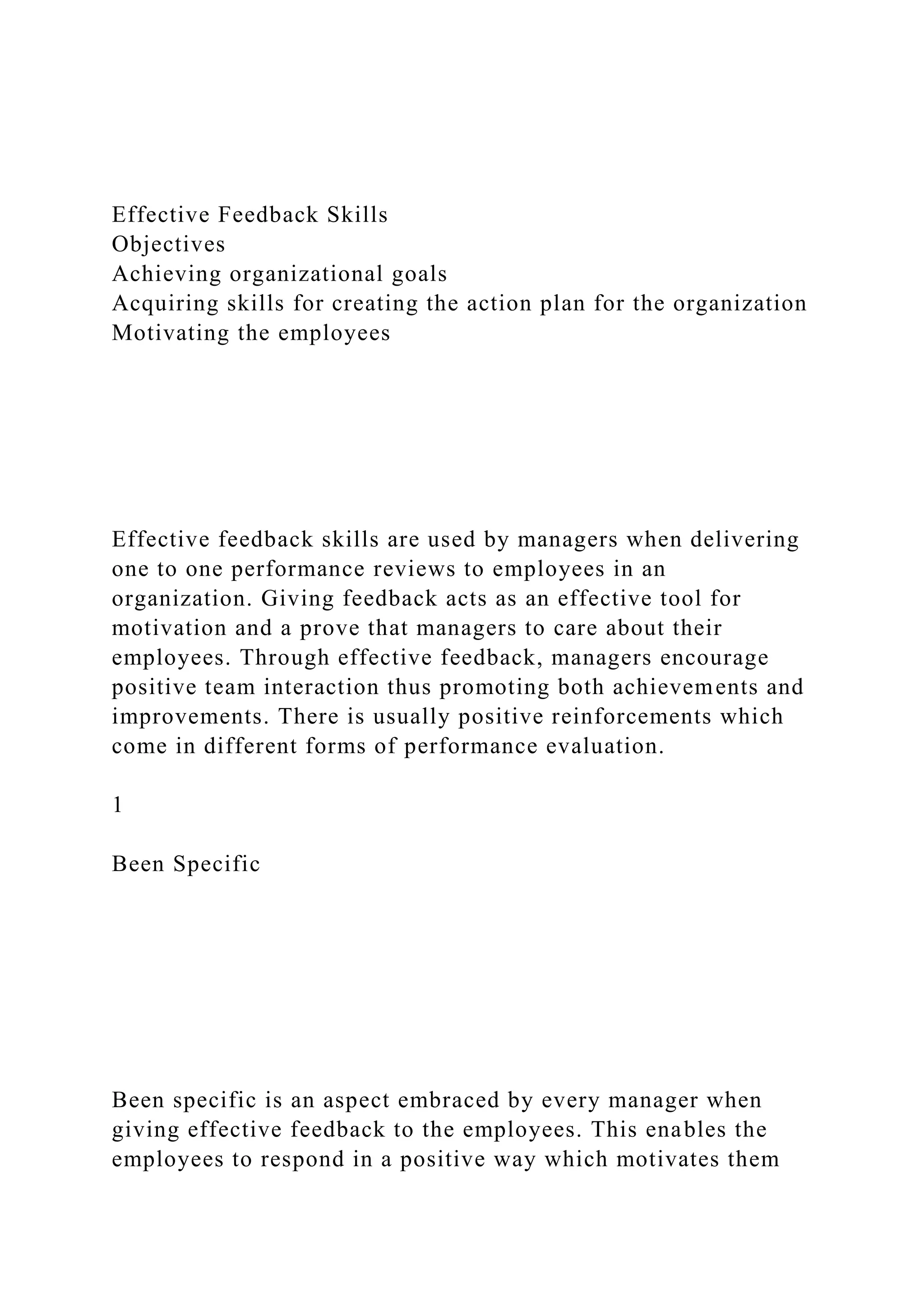 Effective Feedback SkillsObjectivesAchieving organizational .docx