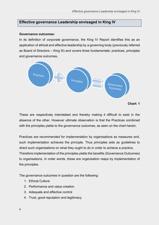 Effective governance leadership envisaged in King IV Report | PDF