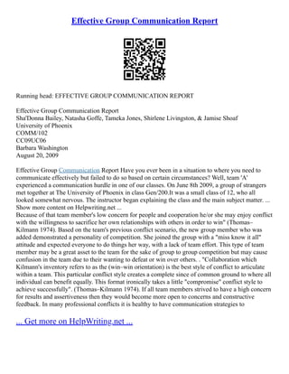 Effective Group Communication Report | PDF