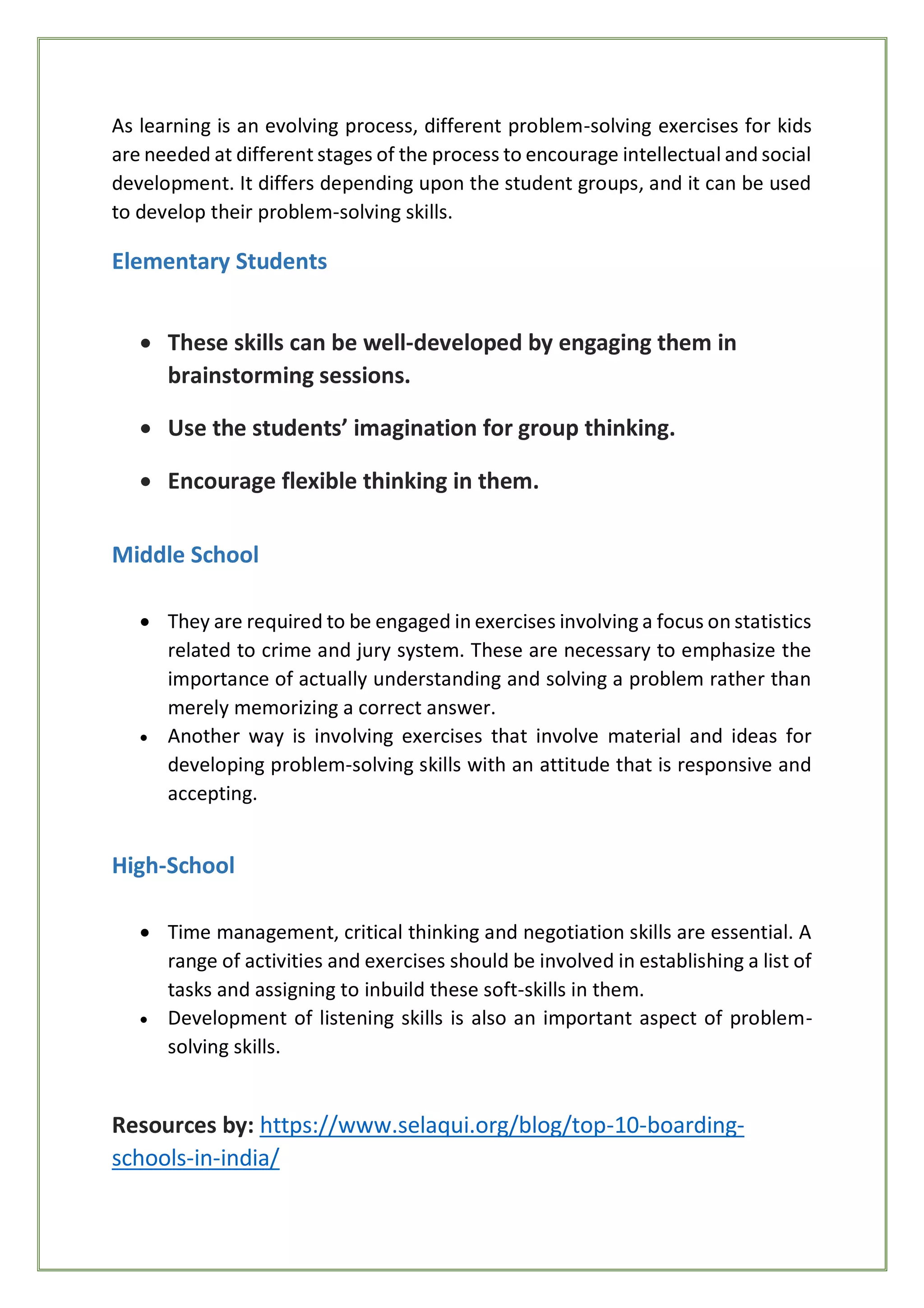 Effective guide to problem solving activities for children | PDF