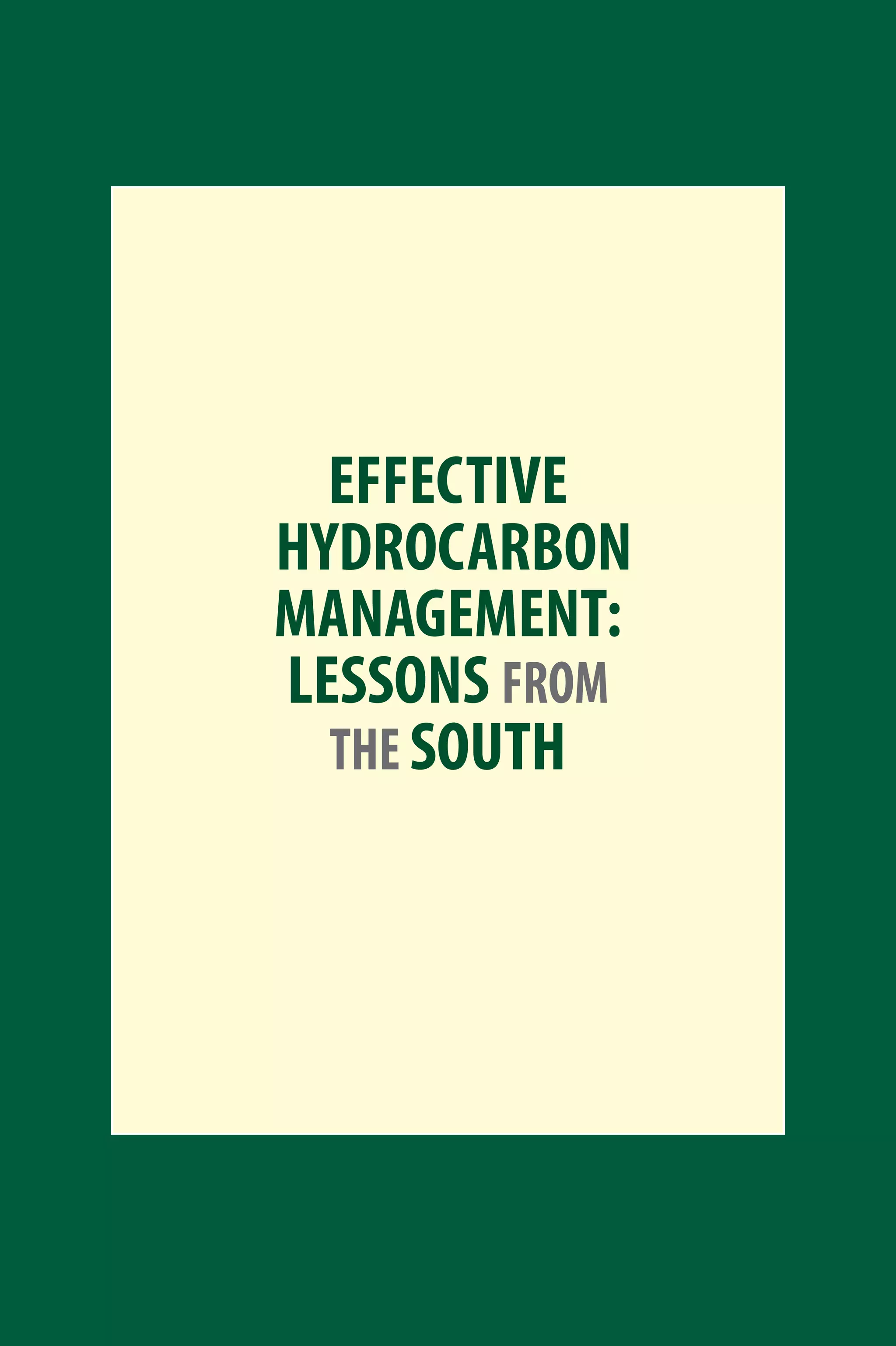 Effective hydrocarbon management 2009 | PDF