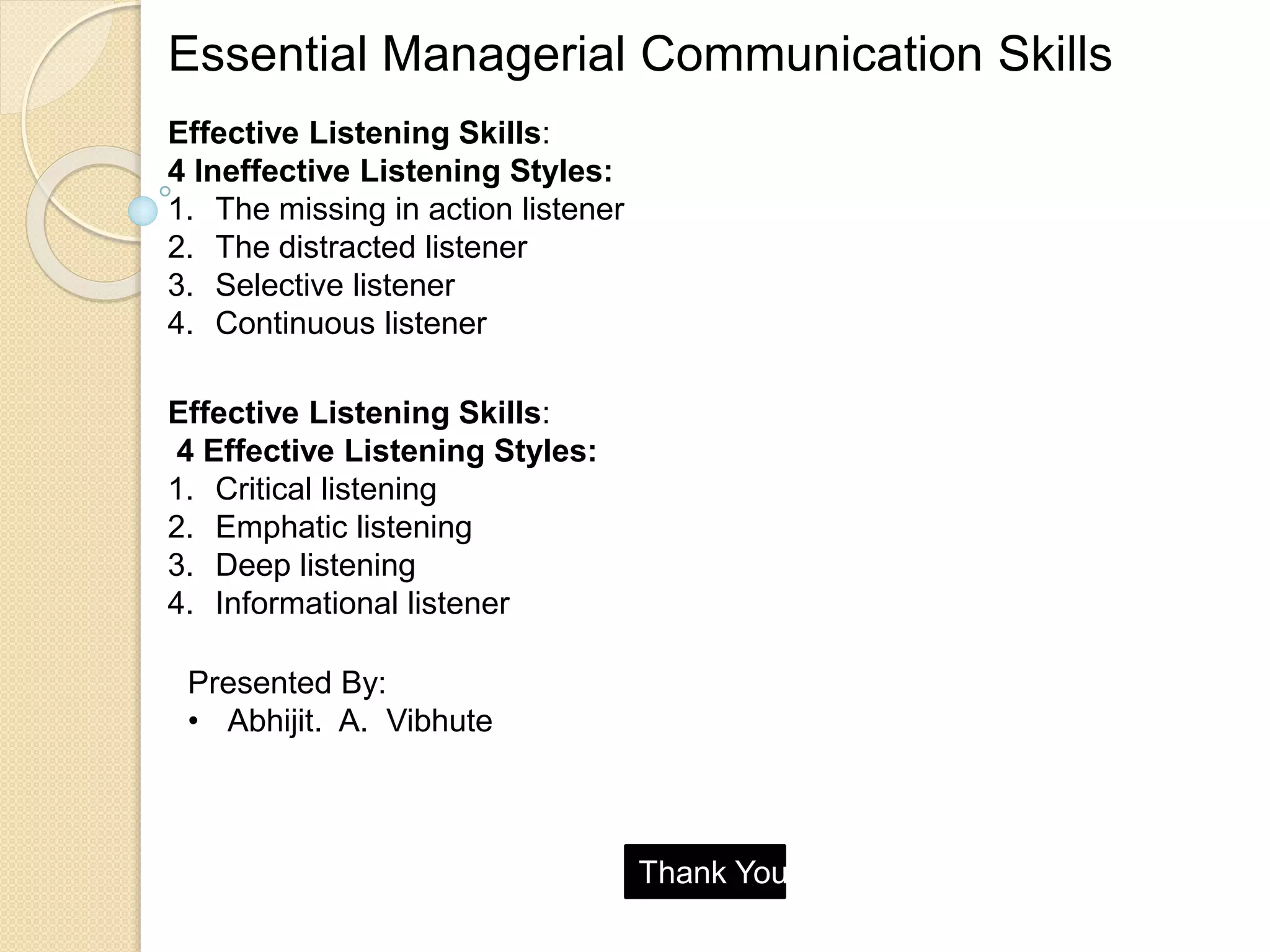 Effective and Ineffective Listening Skills | PPTX
