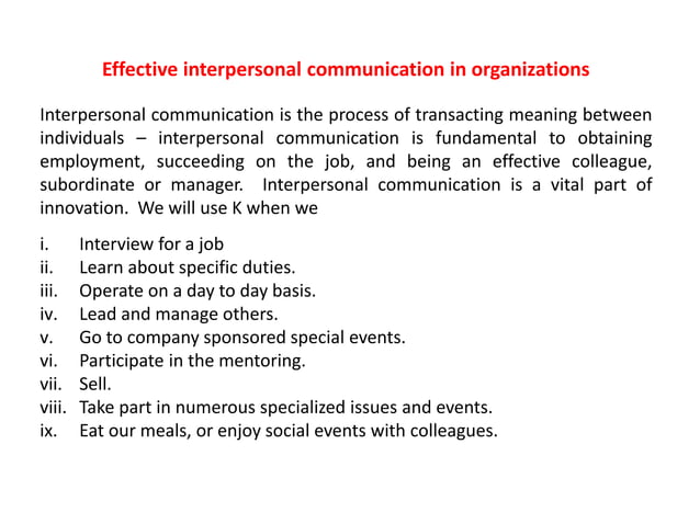 Effective interpersonal communication in organizations(unit 3) | PPT