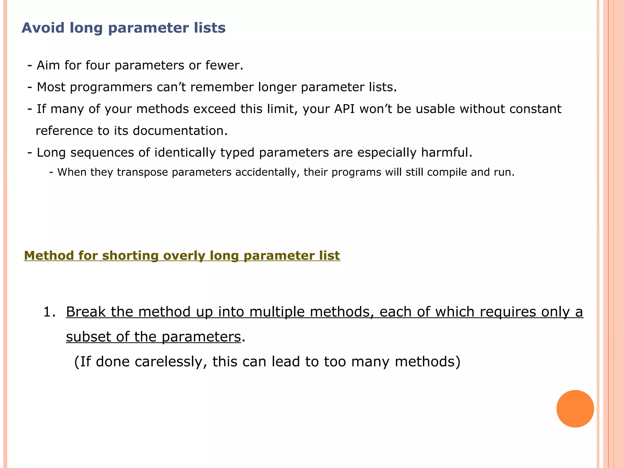 Effective Java - Design Method Signature Overload Varargs | PPT