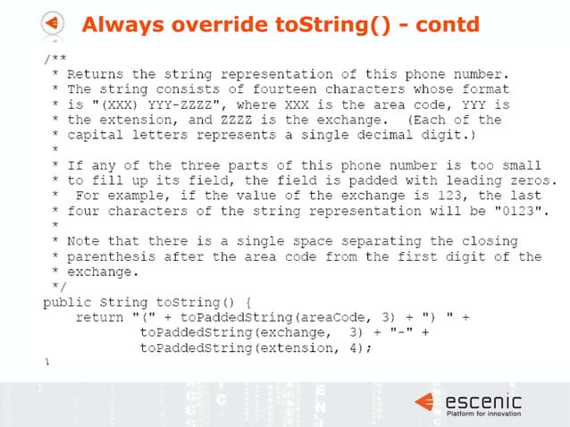 Effective Java - Always override toString() method | PPT
