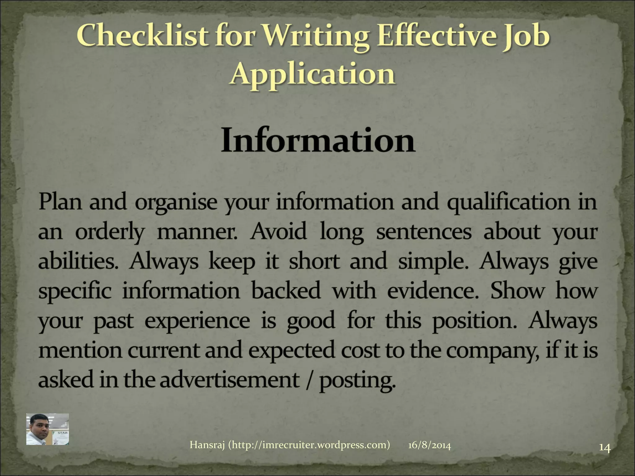 Writing Effective job application | PPT