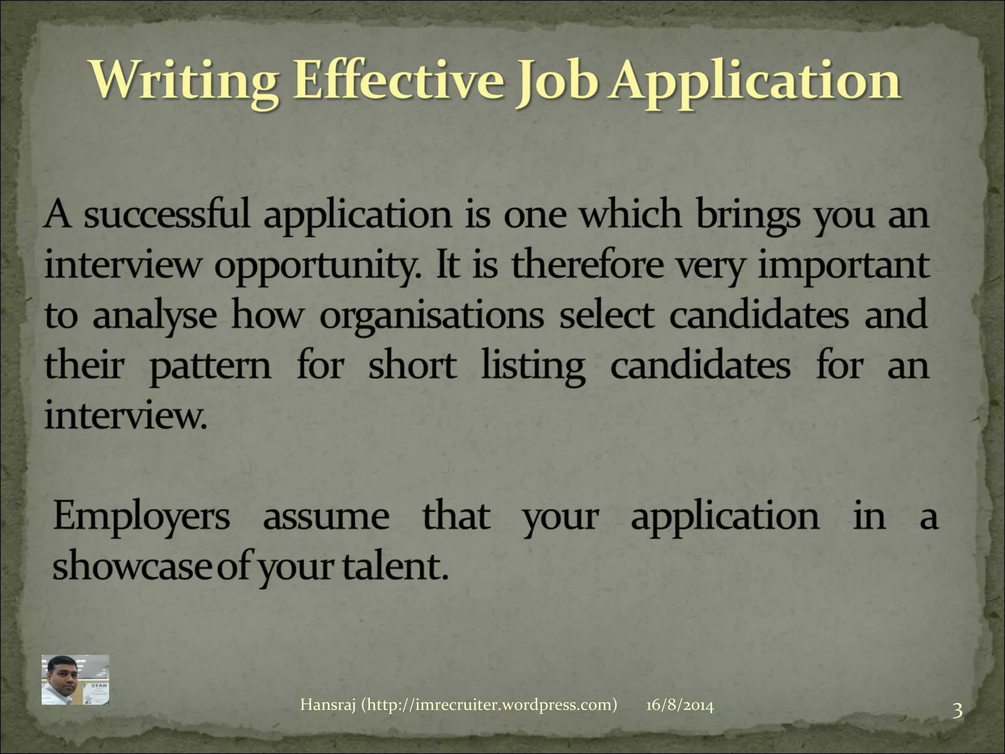 Writing Effective job application | PPT