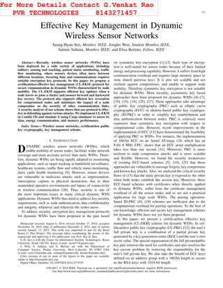 Effective key management in dynamic wireless sensor network | PDF