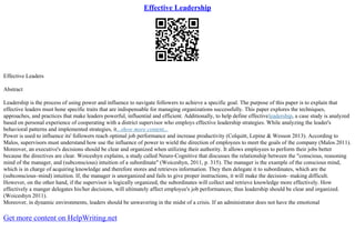 Effective Leadership | PPT