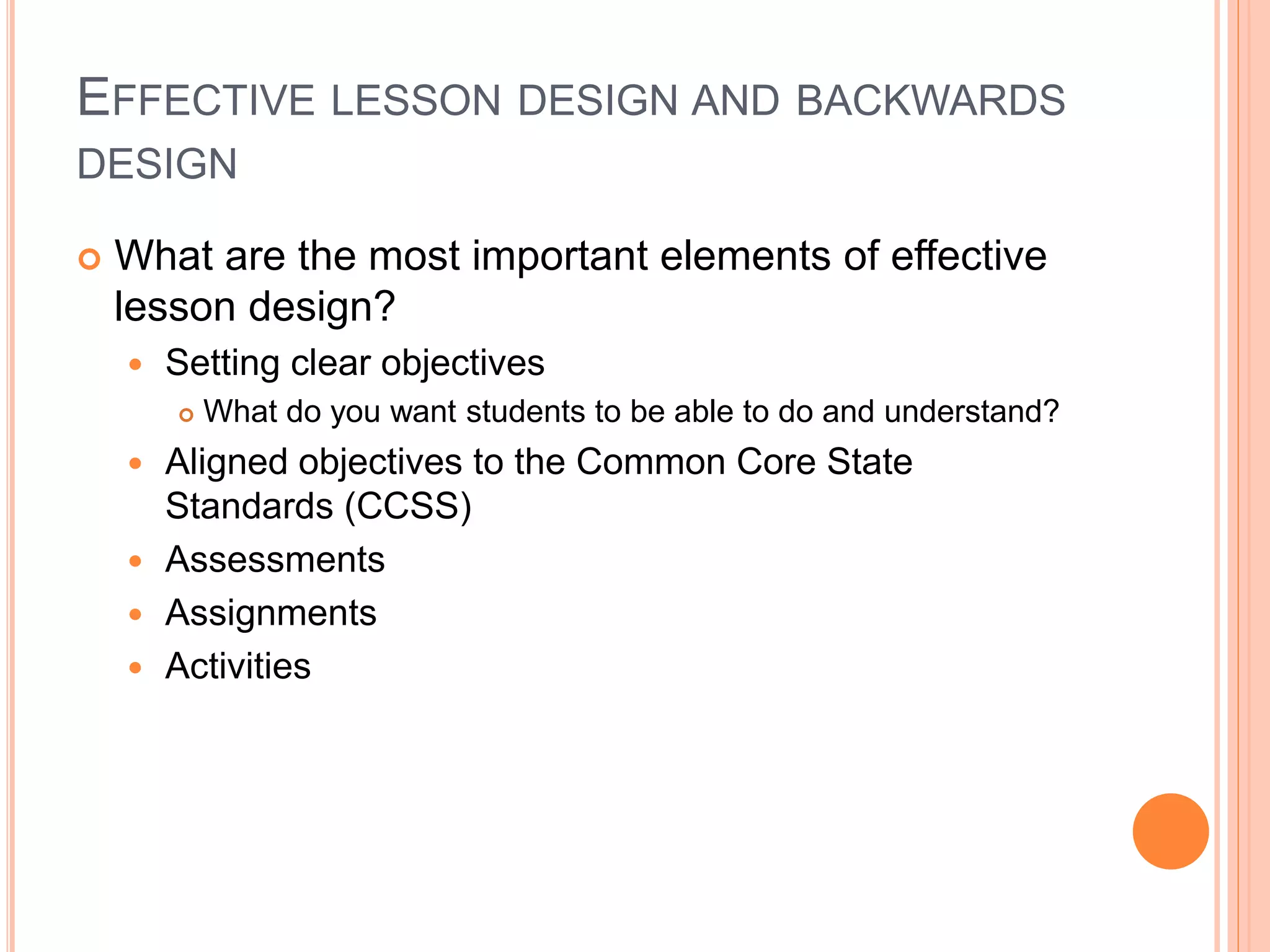 Effective lesson planning and design | PPTX