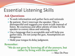 Effective listening | PPTX | Talk Show | Genres