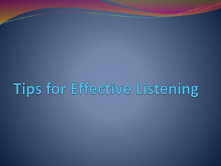Effective Listening Skills Ppt