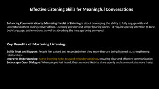 Effective Listening Skills for Meaningful Conversations | PPTX