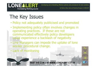 Effective lone worker policies: By Lone ALERT | PPT