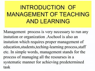 Effective management of teaching and learning | PPTX