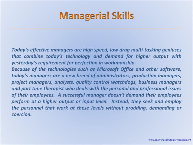 Effective Managerial Skills | PPT