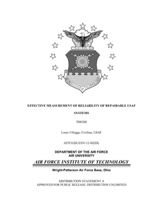 Effective measurement of reliability of repairable usaf systems | PDF