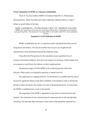 Effective measurement of reliability of repairable usaf systems | PDF