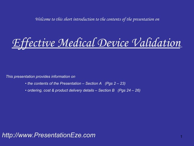 Effective medical device validation introduction manual advance | PPT
