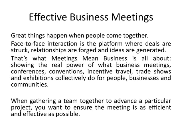 Effective Business Meetings | PPTX