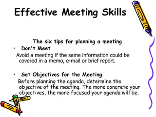 Effective meeting skills by Dr Salma Kannani | PPT