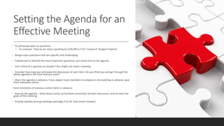 Mastering the Art of Planning, Leading, and Participating in Effective ...