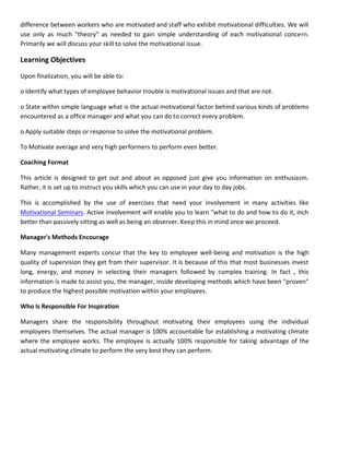Effective motivational skills for today | PDF
