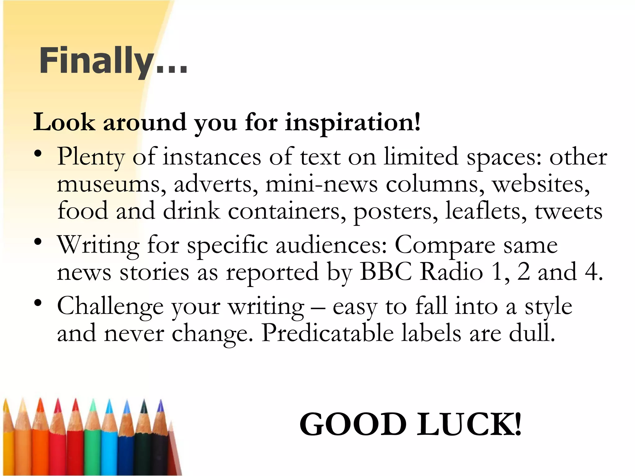 Writing effective museum text | PPT