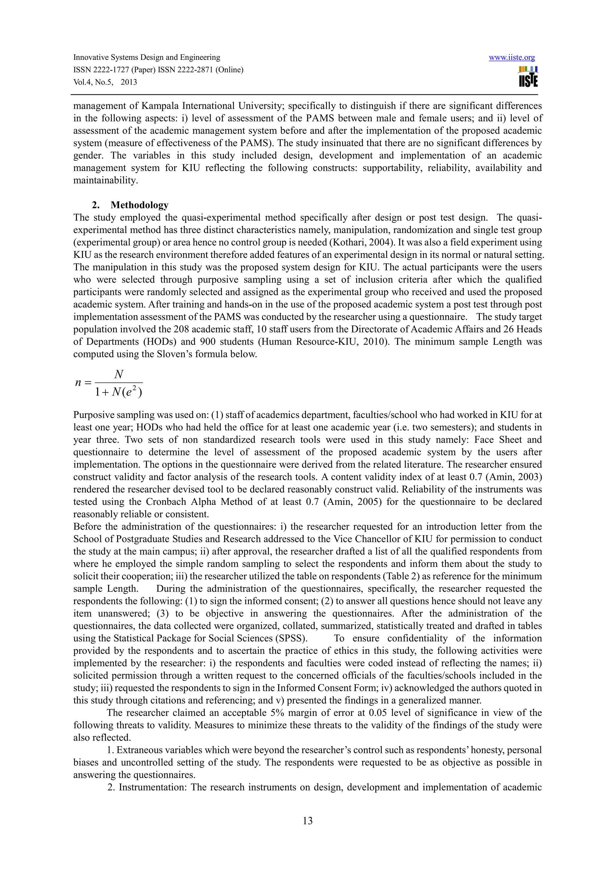 Effectiveness of a proposed system design on academic management of kampala international ...