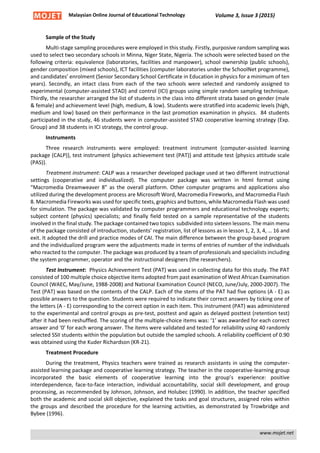 Effectiveness of computer assisted stad cooperative learning strategy ...