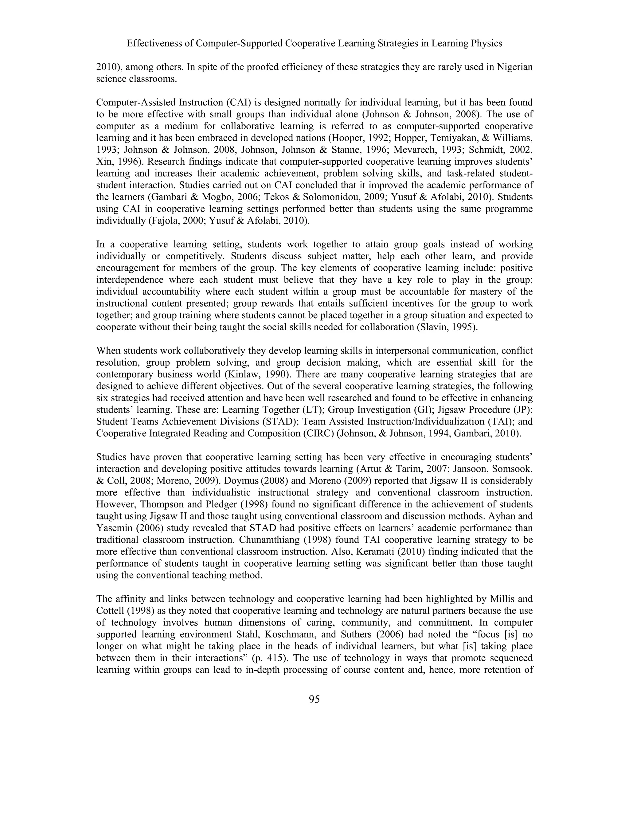 Effectiveness Of Computer Supported Cooperative Learning Pdf