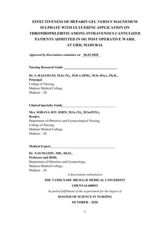 Effectiveness of heparin gel versus magnesium | PDF