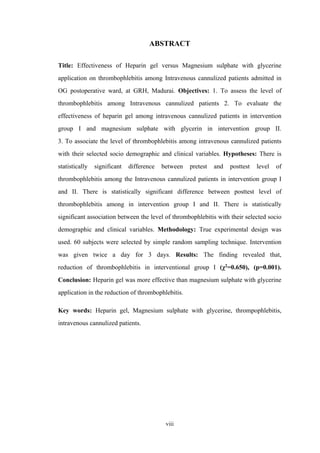 Effectiveness of heparin gel versus magnesium | PDF